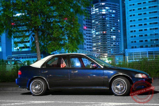 HONDA Civic sedan 5th ferio USDM style blue color at Minatomirai - JAP SPIRIT
