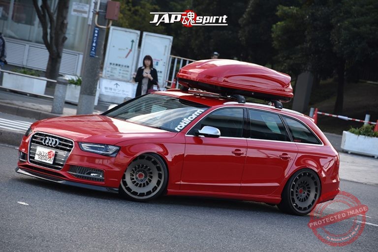 Stancenation 2016 Audi A4 B9 wagon hellaflush red body roof box ...