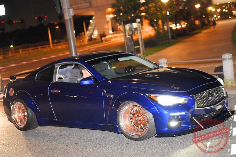 Stancenation 2016 INFINITI Q60 hellaflush over fender blue body at ...