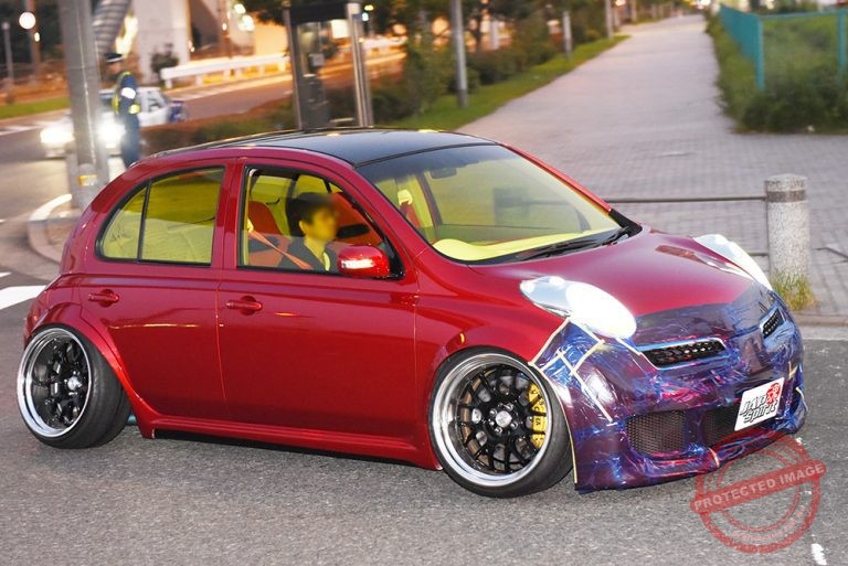 Stancenation 2016 Nissan March K12 hellaflush over fender camber red ...