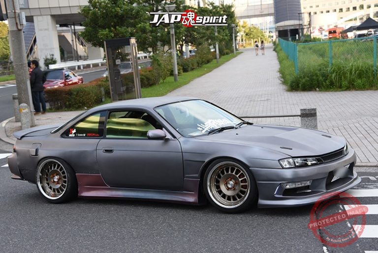 Stancenation 2016 Nissan Silvia S14 Hellaflush very low mat grey body at odaiba - JAP SPIRIT