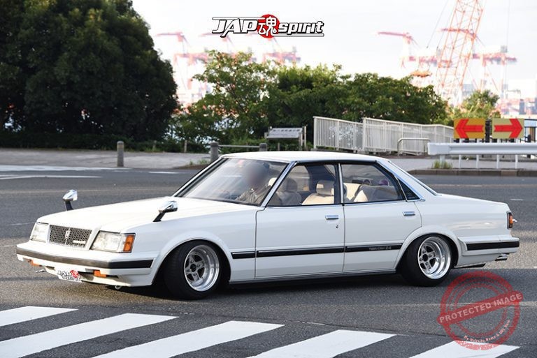 Stancenation 2016 Toyota Mark II GX61 hellaflush kyusha style tsuraichi white body at odaiba ...